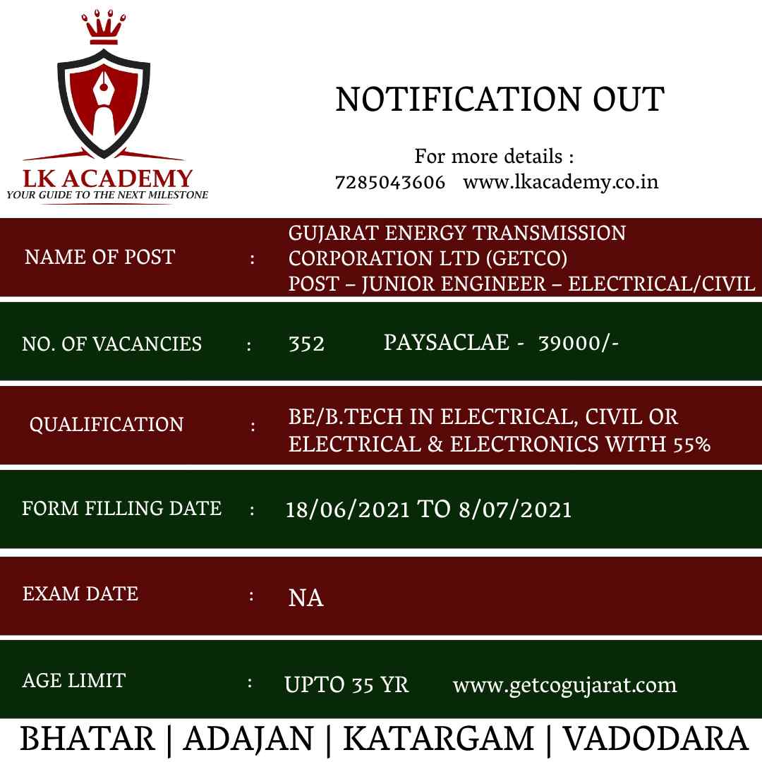 (GETCO) RECRUITMENT, GUJARAT ENERGY TRANSMISSION CORPORATION LTD (GETCO ...